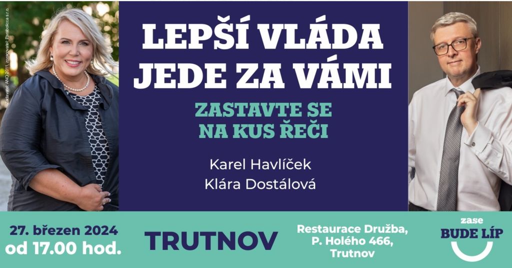 Zastavte se na kus řeči - 27.3. v Trutnově | ANO, bude líp ...
